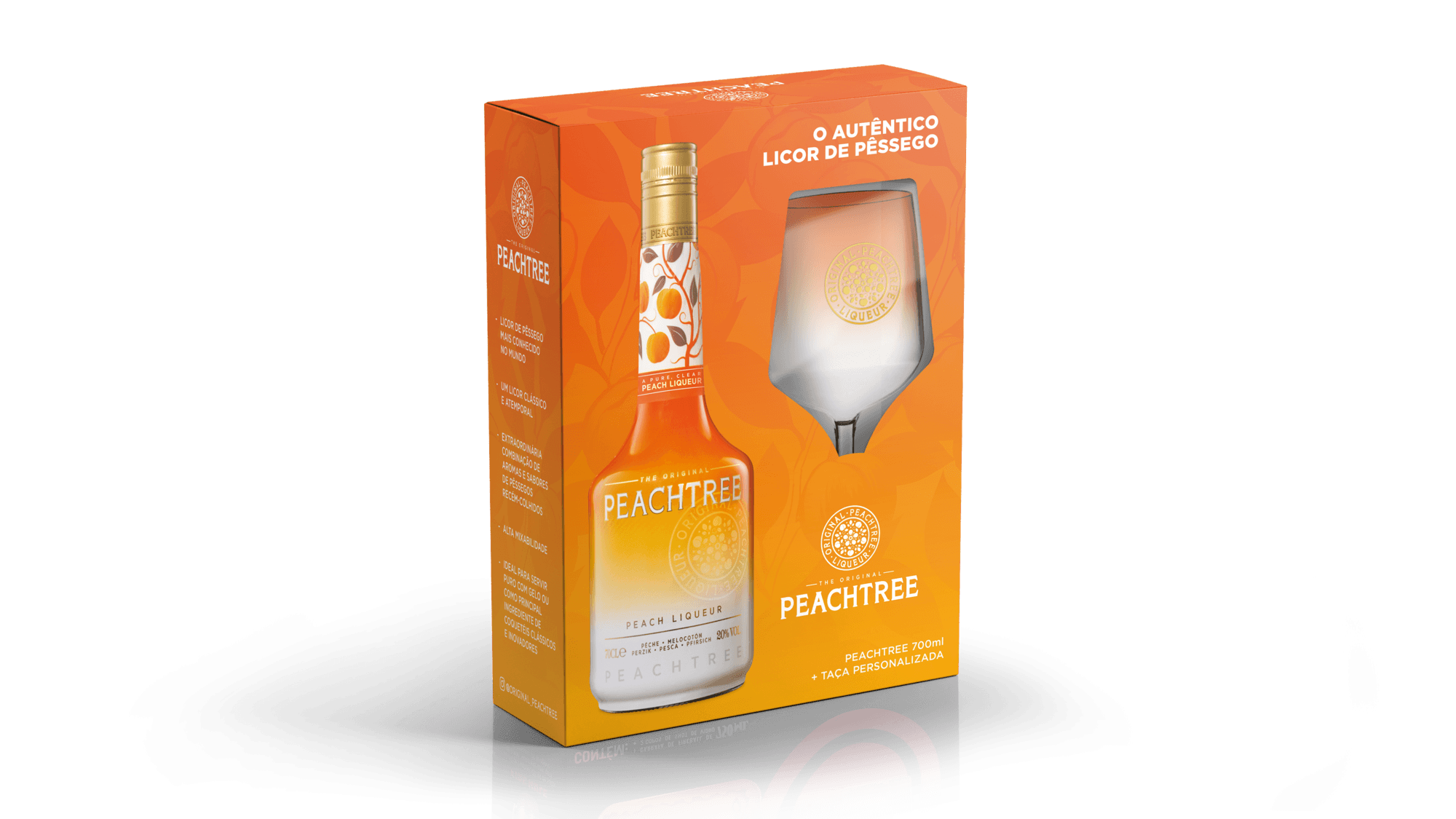 Kit Licor Fino de Pêssego Peachtree Garrafa 700ml Com Taça ...