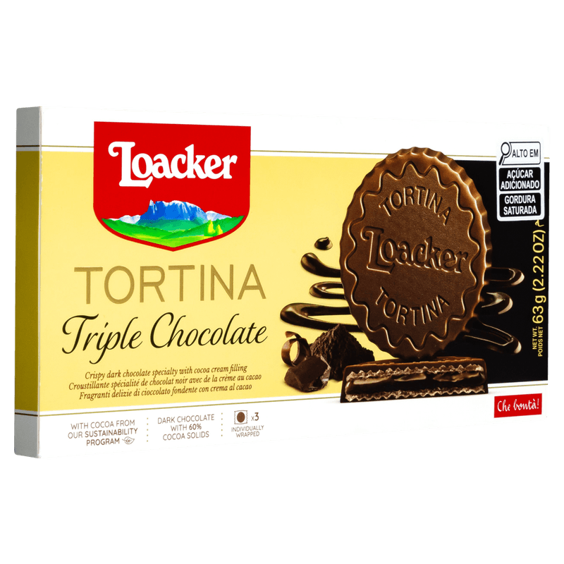 Biscoito Italiano Loacker Tortina Triple Chocolate 3x21g - Aurora Fine ...